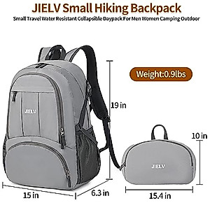 JIELV 30L Lightweight Packable Backpack Small Foldable Hiking Backpack Waterproof Daypack Travel Camping Outdoor for Women Men Valentines Day Gifts(Lgiht Grey)