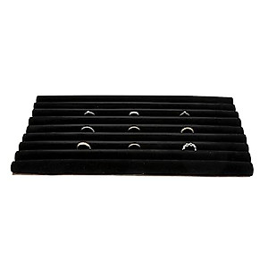 SSWBasics Large Continuous Slot Black Velvet Ring Insert - 14-1/4"L x 7-1/2"W - Holds up to 100 Rings