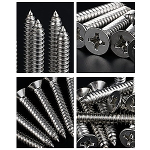 Guard4U 750Pcs 15-Size Metric M1 M1.2 M1.4 M1.6 M1.7 304-Stainless Steel Phillips Countersunk/Flat Head Self-Tapping Small Machine Screws Assortment Kit