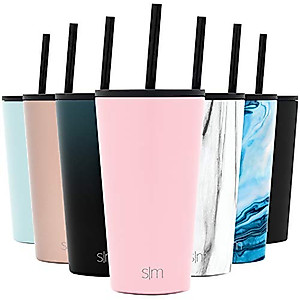 Simple Modern Insulated Tumbler with Lid and Straw | Iced Coffee Cup Reusable Stainless Steel Water Bottle Travel Mug | Gifts for Women Men Her Him | Classic Collection | 16oz | Blush