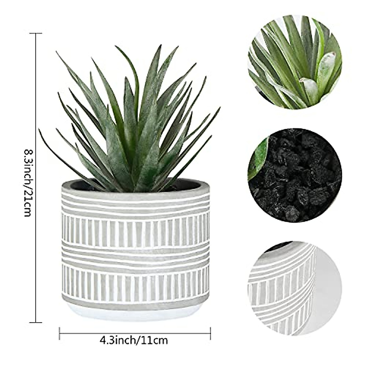8 Inch Artificial Plants in Pot, Realistic Faux Plant Decor, Artificial Succulent Plant Decor, Fake Potted Plants for Bedroom Office Bookshelf Decor