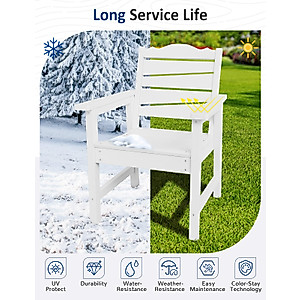 LAHAAP Outdoor Bench Set, Weatherproof Patio Furniture 3 Pieces Conversation Sets, Include Outdoor Bench + 2 Patio Chairs, for Garden Porch Lawn & Backyard (White)