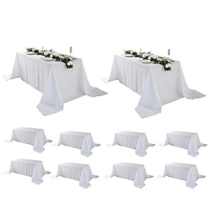 Craft And Party 10 Pack Rectangle Tablecloth, 90 x 132 Inch White Tablecloth, 8ft Rectangle Table Cloth, Polyester Fabric Washable Tablecloth for Home, Party, Wedding or Restaurant Use.