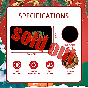 ENCHAN Christmas Door Mat Xmas Welcome Merry Christmas Non-Slip and Washable Winter DoormatParty Decoration Black Doormat Porch Entrance Mat 17x29 Inches
