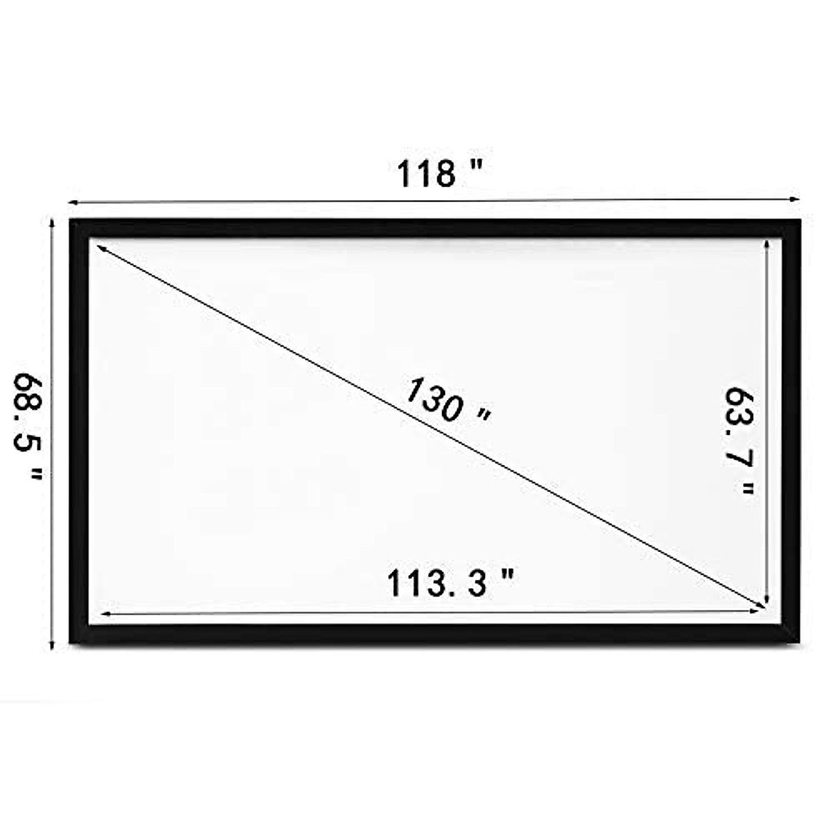 VEVOR Projector Screen Fixed Frame 130inch Diagonal 16:9 Movie Projector Screen 4K HD with Aluminum Frame Projector Screen Wall Mounted for Home Theater Office