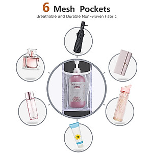 ULG Over Door Organizer with 4 Large Pockets 6 Mesh Side Pockets, 33 lbs Weight Capacity Hanging Storage Organizer with Clear Window for Bedroom Nursery, Baby Kids Toys, Diapers, Dark Grey (1 Pack)