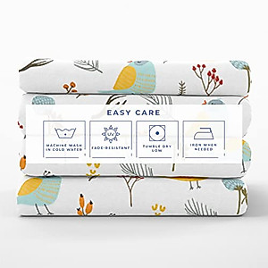 Kotton Culture 4 Piece Bed Sheet Set 600 Thread Count 100% Egyptian Cotton Fitted Sheet 15" Deep Pocket, Flat Sheet & 2 Pillowcases - Printed Paradise Tropical Designer Bohemian (Forest Birds, Queen)