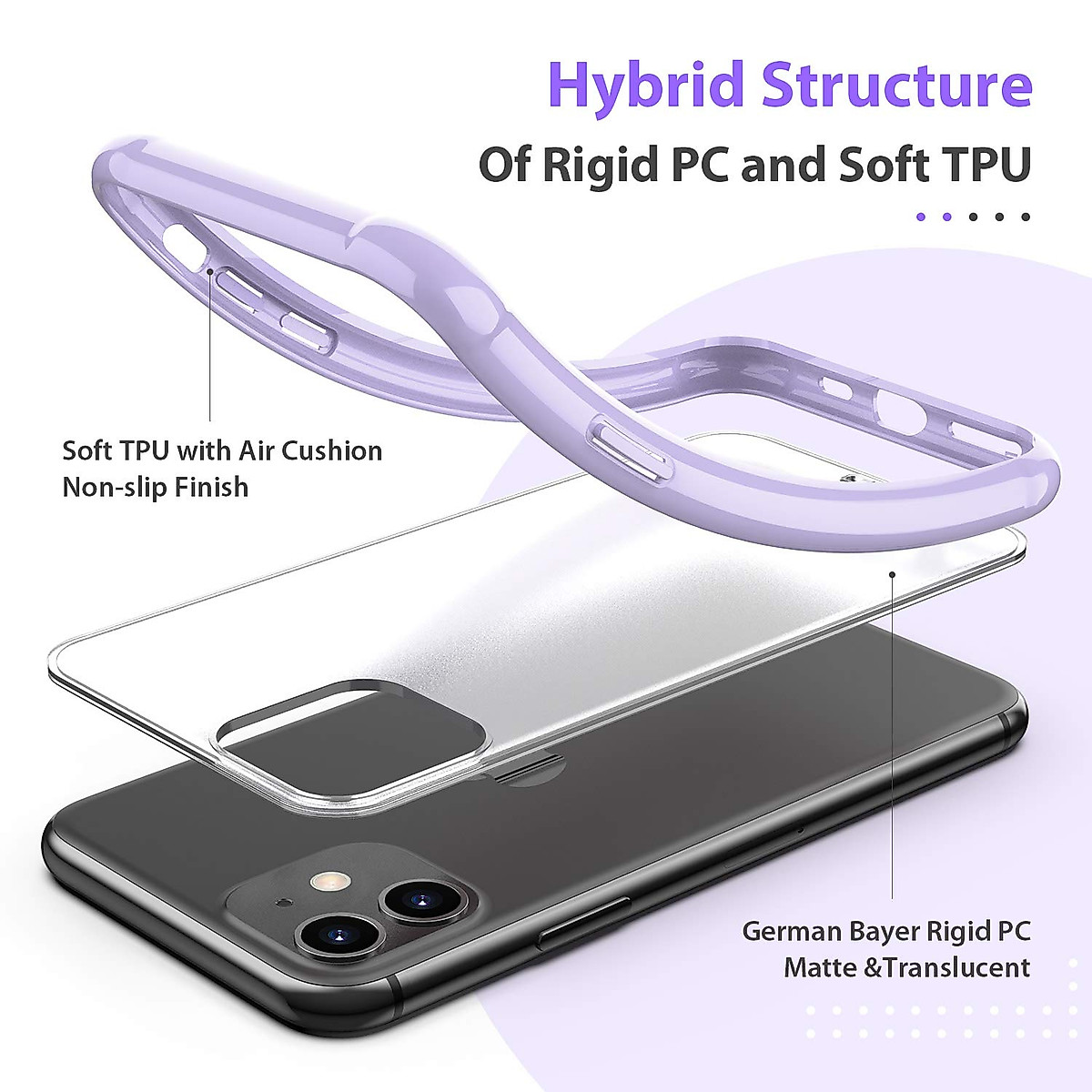ORIbox for iPhone 11 Case Purple,Translucent Matte case with Soft Edges, Lightweight,iPhone 11 Phone Purple Case for Women Men Girls Boys Kids