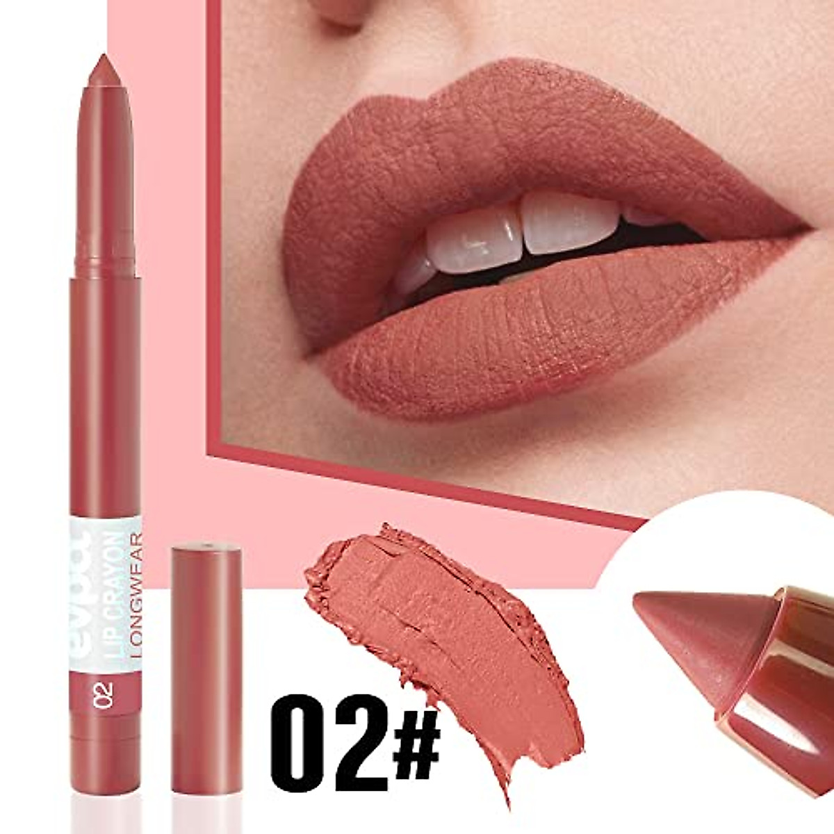BINGBRUSH 3 Colors Crayon Matte Longwear Lipstick Pack Set,Moisture Smooth Lipliner With Built-in Sharpener Ultimate for Makeup- Nourishing Lipgloss