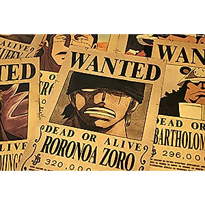 One Piece Wanted Posters Set of 10 Pieces(40cm x 28.5cm) +1 Piece Family Portraits(101cm x 27cm) for Bedroom