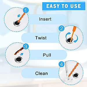 6 Pack Hair Drain Clog Cleaning Tool, ONEHERE Hair Drain Clog Remover Tool, Drain Augers Hair Catcher Tools for Kitchen, Sink Bathroom, Tub Toilet