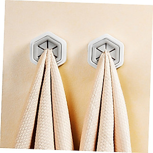 FONDOTIN 4pcs Japanese Towel Rack Adhesive Kitchen Towel Hooks Wall Mount Towel Holders for Bathroom Cabinet Garage Binder Bathroom Towel Holder Japanese-Style Abs Shelf