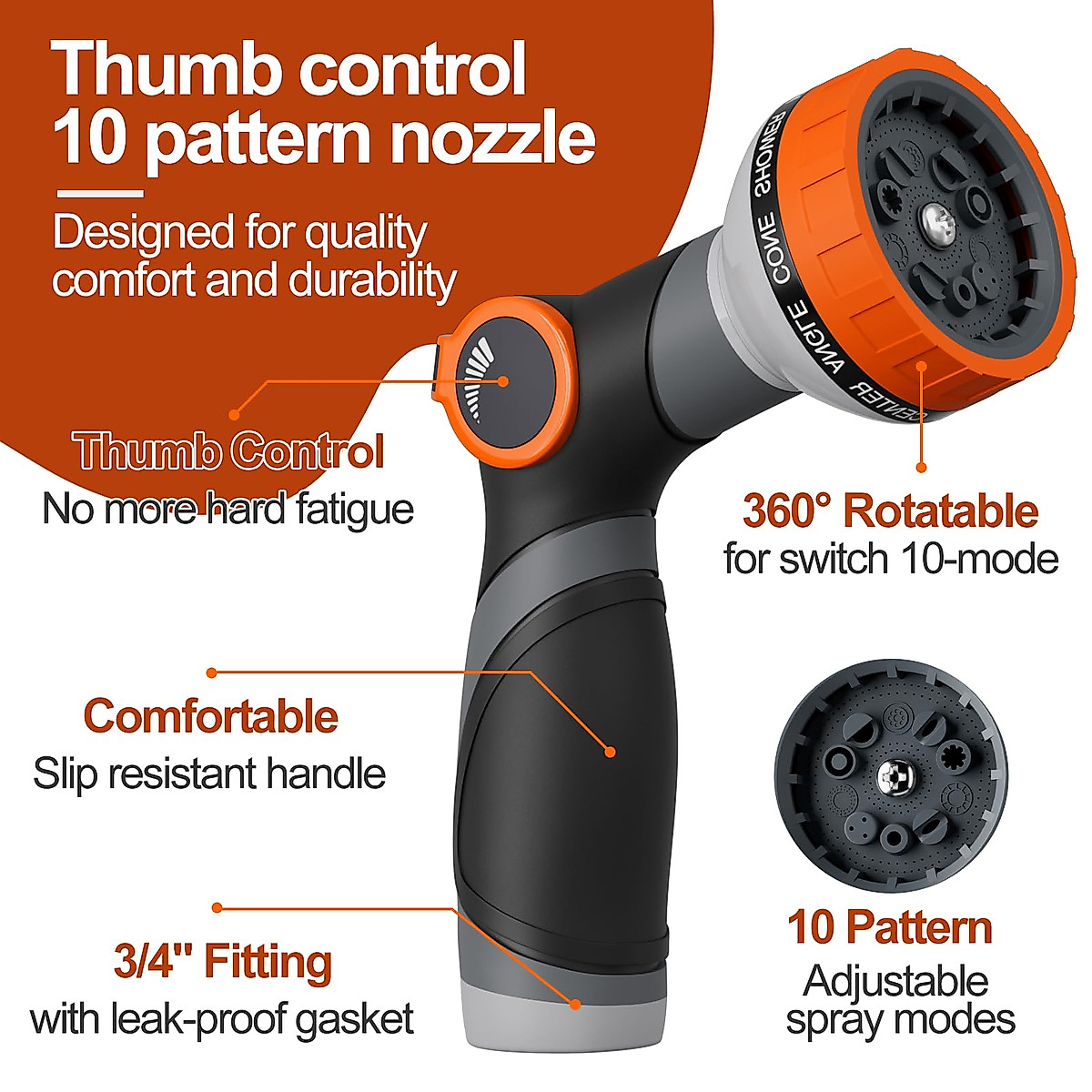 Garden Hose 50 ft, Coil Hose with 10-Pattern Spray Nozzle, Flexible Garden Hose with 3/4" Fittings, Lightweight and No Kink Water Hose, Retractable Collapsible Boat Hose for RV, Yard, Outdoor Watering