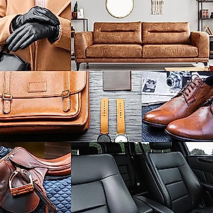 STARTSO WORLD Leather Restoration Kit | Includes Leather Recoloring Balm, Leather Cleaner, Protection Cream| Restores & Repairs (Dark Brown)