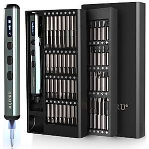 MQFORU Mini Electric Screwdriver, 72 in 1 Precision Screwdriver Kit with 64 Magnetic Bits, 5 Torque Settings，LED Screen Display, Rechargeable Power Screwdriver for Precision Work Phone Watch Camera