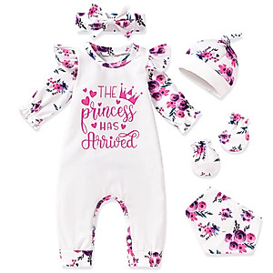 Aalizzwell Preemie Baby Girls Floral Romper Infant Fall Winter Clothes Premature Coming Home Outfit Princess Arrived Floral Clothing