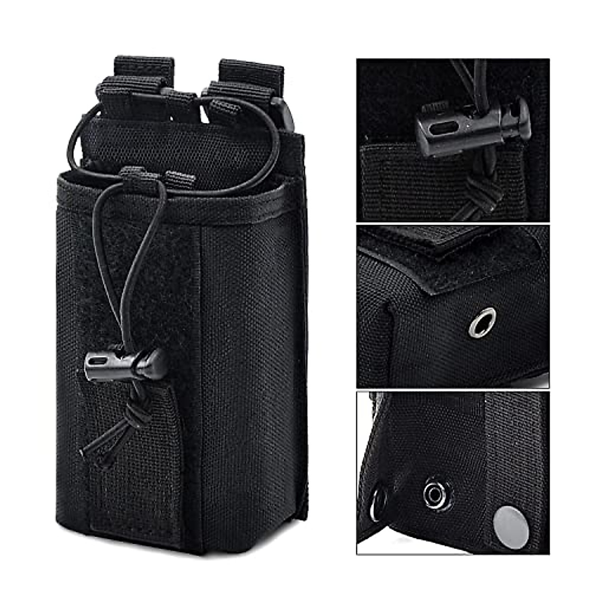 Molle Radio Pouch Radio Holster Tactical Radio Holder Duty Belt Accessories Military Heavy Duty Radio Bag for Two Ways Walkie Talkies Adjustable Storage with 1 Pack Patch(Black)