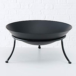 WHW Whole House Worlds 2 Piece Americana Fire Pit Set, Wide Bowl, Raised Tripod Stand, Vintage Style Smithy Black, Smooth Finish, Iron, 18.5 Diameter x 9 H Inches (47.0 D x 23.0 H cm)