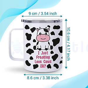 Hyturtle Funny Cow Gifts: Cow Print Stainless Steel 12oz Coffee Tumbler - Perfect For Cow Lovers, Birthday & Christmas Gifts