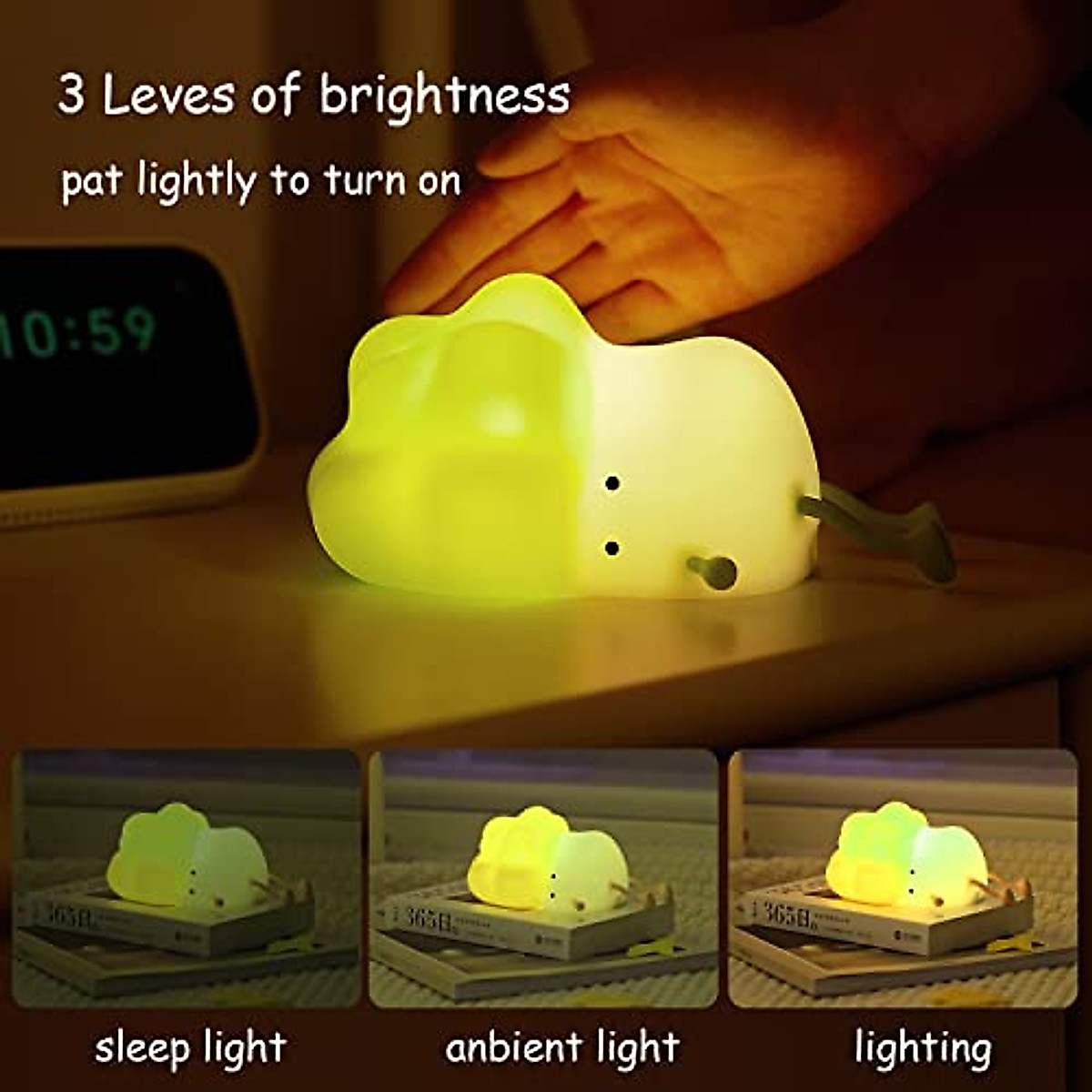 BLYANX Cute Night Light for Kids, Kawaii Kids Night Light Lamp, Rechargeable Silicone Dimmable Baby Night Light, Kawaii Room Decor Cabbage Toddler Night Lights, Portable Light Kids Lamp Gift (Green)