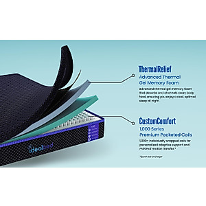 iDealBed S4 Nebula Luxury Hybrid Mattress, Back Aligning Support, Cooling Temperature Regulation Tech, Motion Isolation CustomComfort Coils (Medium Soft, Twin XL)