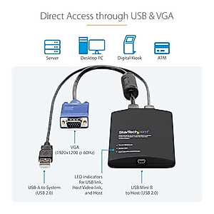 StarTech.com Portable Laptop Crash Cart Adapter, USB/VGA KVM Console, File Transfer & Video Capture, Windows/Linux/MacOS, TAA