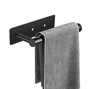Baocuz-9 Inch Self Adhesive Hand Towel Holder, SUS 304 Stainless Steel Wall Mounted Towel Holder, Suitable for Bathroom, Kitchen, Cabinets（Black）
