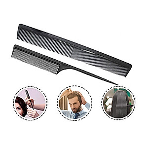 Professional Teasing Comb, Fine and Wide Tooth Hair Barber Comb, Black Carbon Fiber Cutting / Styling / Hairdressing Comb For All Hair Types
