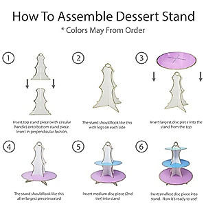 3-Tier Dessert & Cupcake Decorative Serving Tray Stand for Birthdays and All Themed Parties & Events, 2 Serving Towers Per Pack (Pastel Rainbow)