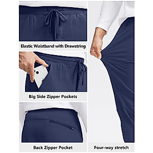 Pudolla Men's Joggers Sweatpants Fleece Lined Pants with Zipper Pockets for Winter Running Workout Gym(Navy X-Large)