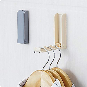 Plastic Foldable Door Rear Hanging Hook, Self Adhesive Wall Mounted Towel Key Clothes Hanger Key Holder Storage Rack(Beige 1 Pcs)