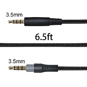 Sqrgreat Replacement Audio Cable Extension Cord Wire Compatible with Hyperx Cloud Alpha, Hyperx Cloud Mix, Hyperx Cloud Stinger Gaming Headset, Volume Control Inline Mute (No Mic, 6.5Ft)