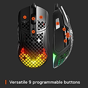 SteelSeries Aerox 5 - Lightweight Gaming Mouse - 18000 CPI -- TrueMove Air Optical Sensor - Ultra-Lightweight Water Resistant Design - Universal USB-C Connectivity (Renewed)