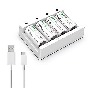 KBT Rechargeable 123A Lithium Batteries, 4pack for Arlo Wireless Cameras VMC3030 / VMK3200 / VMS3330, 3430, 3530