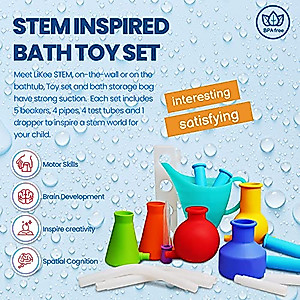 LiKee Kids Bath Toys Fun STEM Bathtub Toys Strong Suction Bath Toys for Kids Ages 4-8, Science Lab Bath Toys for Toddlers 2 3 4 Year Old Boys Girls, Play Water Toys, Kids Toys, Kids Gifts