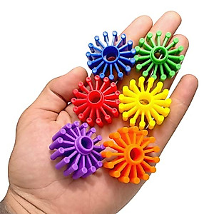 Mandarin Bird Toys by M&M 1000 Foot Gear Pk6 - Brightly Colored Durable Plastic Foot Toy Pieces, Lots of Smooth Gear Spokes, Interlocks on Side and Center, Great for Small to Medium Size Pet Birds