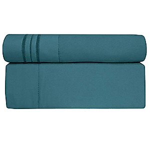 Split King Sheets - Breathable Luxury Sheets with Full Elastic & Secure Corner Straps Built In - 1800 Supreme Collection Extra Soft Deep Pocket Bedding Set, Sheet Set, Split King Size, Teal