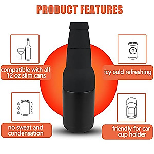 Beer Bottle Insulator, Beer Bottle Cooler, 3-in-1 Ceer Keeper Bottle, Beer Coozies for Nottles and Cans with Bottle Opener, Double Wall Stainless Steel Insulated Can Cooler for Cans & Beer Bottle