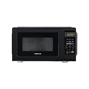 Farberware Compact Countertop Microwave Oven 0.7 Cu. Ft. 700-Watt with LED Lighting, Child Lock, Easy Clean Grey Interior, Retro Black