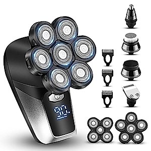 vsmooth Head Shavers for Bald Men Rotary Shavers Multifunctional Close Face Shaving for Man Cordless Electric Shaver for Balding Head Men Waterproof Electric Razor Mens Rechargeable Bald Head Shavers