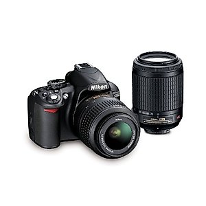 Nikon D3100 DSLR Camera with 18-55mm VR, 55-200mm Zoom Lenses (Black) (Discontinued by Manufacturer)