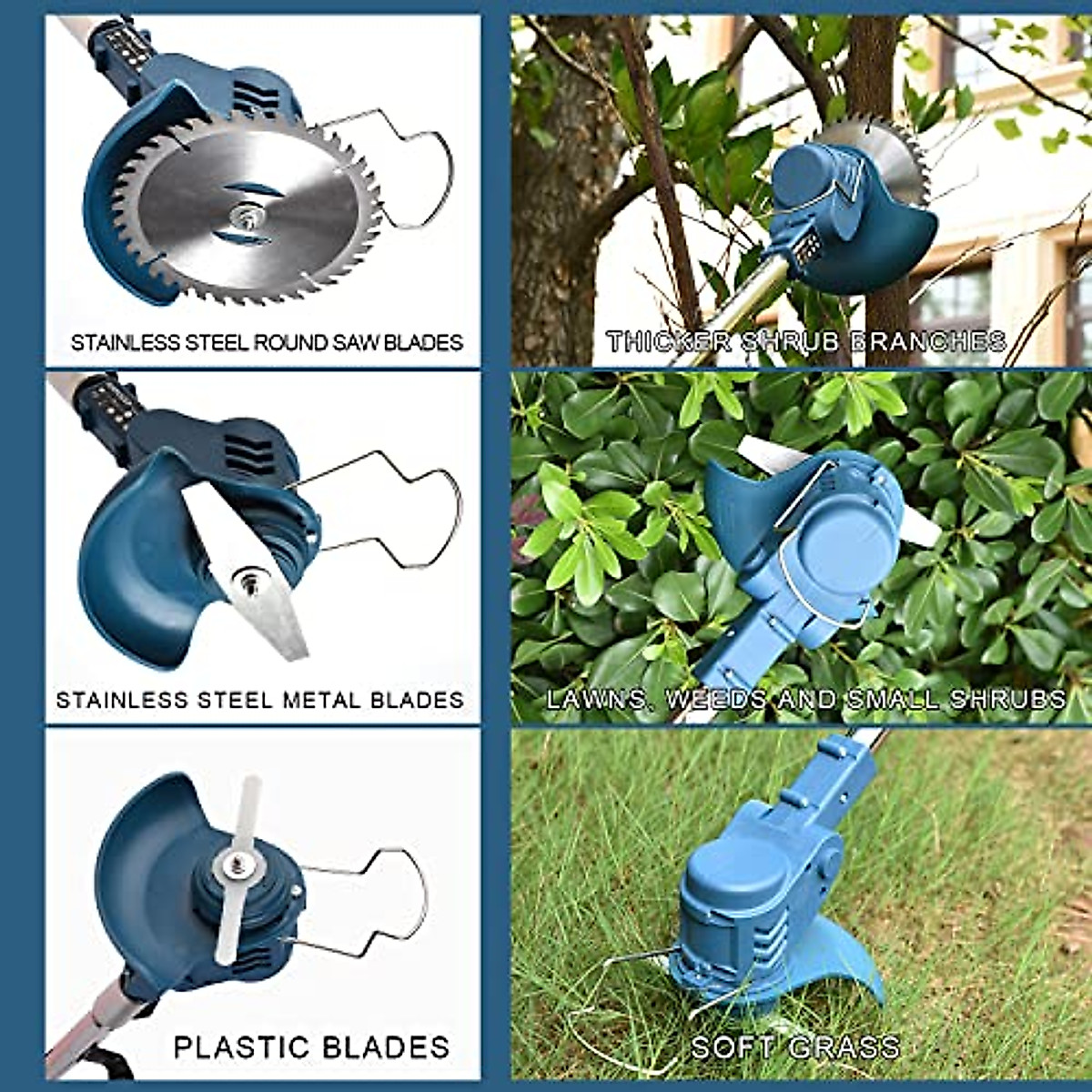 Weed Wacker Cordless Brush Cutter with 9Blades,Electric Brush Cutter Stringless Weed Eater Battery Weed Wacker Battery Powered by 2Pcs 36TV 4Ah Batteries,String Trimmer for Lawn Garden,Lightweight