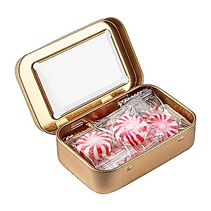 Restaurantware RW Base 4.5 Ounce Rectangular Tin Containers 10 Durable Tin Boxes With Lids - Clear Window Lids Rounded Edges Gold Tin Storage Containers Customizable Fits Mints Or Pills