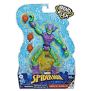 Spider-Man Marvel Bend and Flex Green Goblin Action Figure Toy, 6-Inch Flexible Figure, Includes Blast Accessories, for Kids Ages 4 and Up