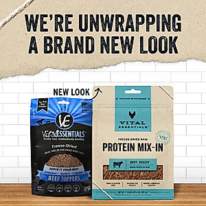 Vital Essentials Freeze Dried Raw Protein Mix-in Dog Food Topper, Beef Ground Topper for Dogs, 6 oz