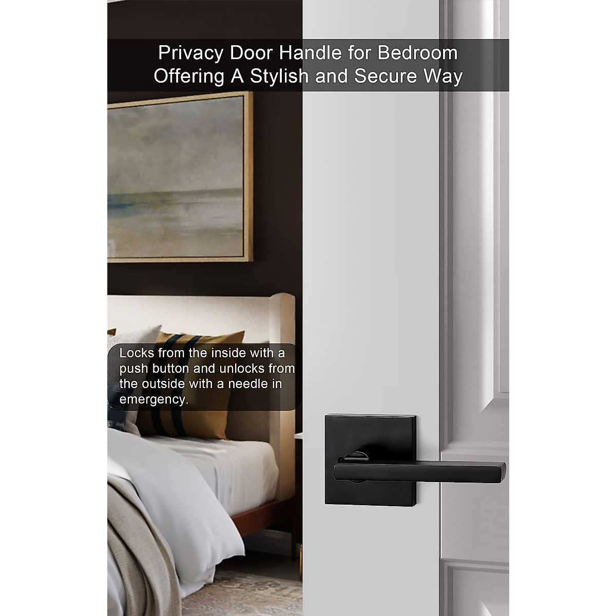 goldenwarm Black Interior Door Handles, Zinc Alloy Matte Black Privacy Door Handles Interior, Heavy Duty Black Door Levers for Bedroom, Contemporary Bathroom Doorhandles Bulk(6 Pack)