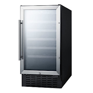 Summit SWC1840B 18"" Wine Cooler with 34 Bottle Capacity Factory Installed Lock LED Lighting Digital Thermostat Glass Door in Stainless Steel