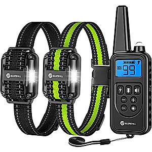 Dog Training Collar with 7 Training Modes, 2600Ft Remote Electronic Dog Shock Collar, Electric Shock Collar for Small Medium Large Dogs (Black Green)