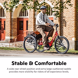 Schwinn Meridian Adult Tricycle Bike, Mens and Womens Three Wheel Beach Cruiser, 26-Inch Wheels, Low Step-Through Frame, Wide Seat, Rear Folding Basket, Single-Speed, Blue