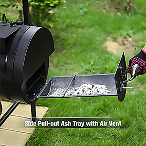 MFSTUDIO Heavy Duty X-Large Charcoal Grill Offset Smoker, 942 sq.in. Cooking Area, For Outdoor Camping Family & Friends Gathering, Black